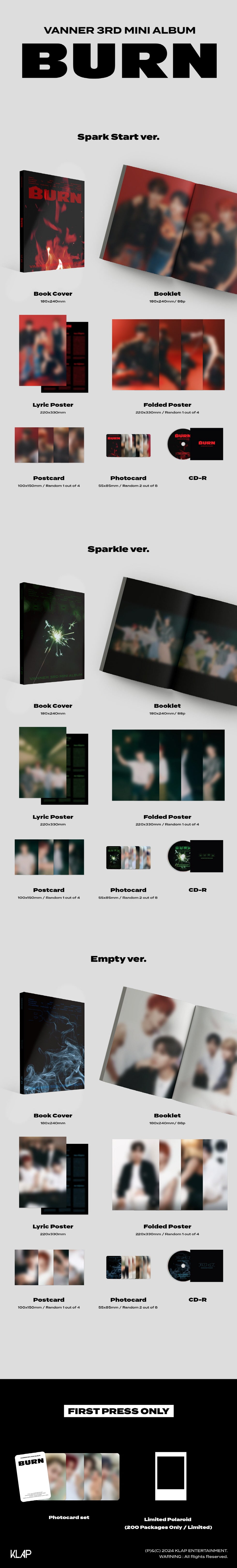 VANNER - [BURN] 3rd Mini Album EMPTY Version – kpopalbums.com