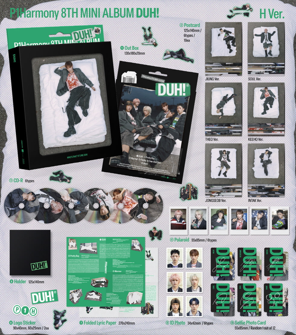 P1HARMONY - [DUH!] 8th Mini Album H 6 Version SET – kpopalbums.com